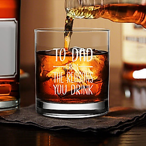 NeeNoNex To Dad From The Reason Old Fashion Rocks Glass - Funny Dad Gift from Daughter Son Kids Birthday Fathers Day Gift