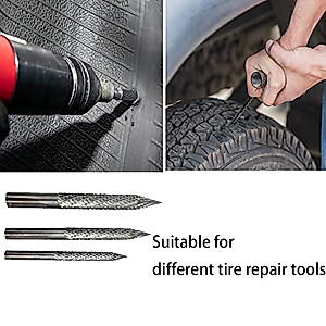 Tire Repair Carbide Cutter, Roujiatk Carbon Steel Nail Mushroom Drill Reamer Bit Carbide Cutter Solid Rotary Burrs Shanks Patch Plug Repair Tools-T3