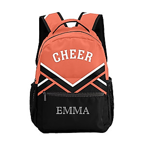 Zaaprint Orange Cheer Cheerleaders Backpack Shoulder Shopping Bag Travel Casual Bags with Name Text