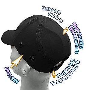 Lucent Path Black Baseball Safety Bump Cap - 100% Cotton, Impact-Resistant ABS Shell, Dual-Layer Padded Foam, Breathable, Adjustable Head Protection Hard Hat Cap