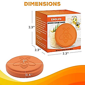 Enolvo Brown Sugar Keeper Bee - Terra Cotta Brown Sugar Saver, Brown Sugar Disc to Maintain Food Moisture, Brown Sugar Softener Stone, Humidifying Hydrostone (Orange Box)