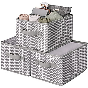 GRANNY SAYS Bundle of 3-Pack Closet Storage Boxes & 2-Pack Wicker Storage Baskets for Shelves