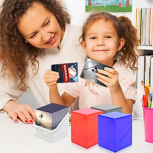 4 Pack Card Deck Cases for Trading Cards, Acrylic Card Storage Boxes Holding 100+ Sleeved Cards Fit for MTG,TCG Sports Cards, Game Card Standard Cards