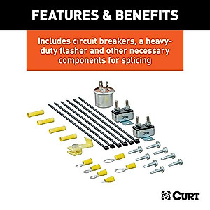 CURT 57186 4-Way Flat Vehicle-Side to 7-Way RV Blade Trailer Adapter with Brake Controller Wiring