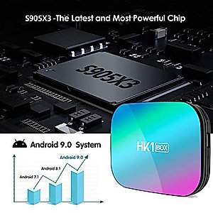 Sofobod HK1 Box Smart TV Box Android 9.0, 4GB RAM 32GB ROM, S905X3 Quad Core 64bit Cortex-A55, GPU G31 MP2, 2.4G/5G Dual WiFi BT4.0 H.265 Decoding LAN 1000 RJ-45, HD 8K：HK1BOX 4+32