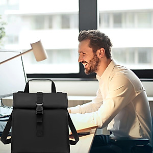 GYEUKHAM Insulated Lunch Bag for Men/Women/Kids, Roll top Reusable Lunch Box with Adjustable Shoulder Strap, Thermal Lunch Cooler Tote Container for Adults/Teens School Work Office Picnic,Black