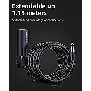 ROCKRBOS Bike Cable Lock with Key, ABS Lock Shell, 2 Keys & 1 Mount Bracket, Cable Lock for Bicycle/Scooter/Gate