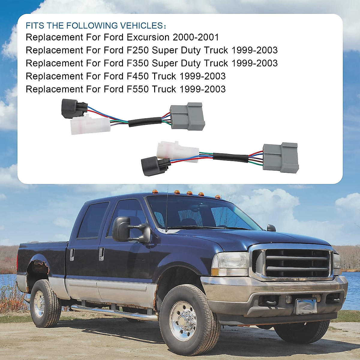 JDMSPEED New Mirrors Power Heated Upgrade Harness Adapter LH RH Pair Set Replacement For Ford Excursion 2000-01, Replacement For Ford F250 F350 F450 F550 1999 2000 2001 2002 2003 Mirror Wiring Adapter