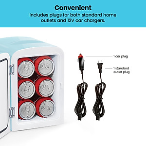 Chefman - Iceman Mini Portable Blue Personal Fridge Cools Or Heats & Provides Compact Storage For Skincare, Snacks, Or 6 12oz Cans W/ A Lightweight 4-liter Capacity To Take On The Go