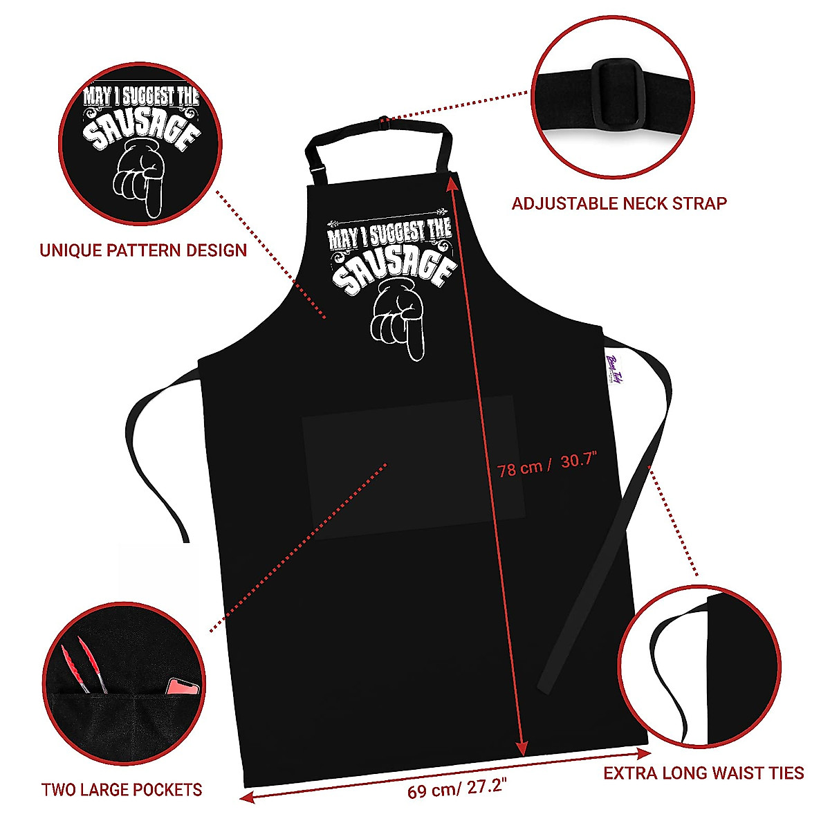 Bang Tidy Clothing Funny Apron Cooking Gifts for Men, Grilling BBQ Grill Cooks Chef Aprons 2 Pockets Cotton, Dad Gifts