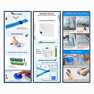 Rimsa-llc Universal Vacuum Sealed Compression Storage Bags-set of 10 (5 pcs 70x100cm ,5pcs 60x80cm) with Hand Pump Space Saver for Bedding, Pillows, Towel, Blanket and Clothes