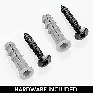 mDesign Steel Wall Mount Hair Dryer Storage Organizer - Hair Styling Tool Basket for Bathroom and Bedroom - Holds Hair Dryer, Flat Iron, Curling Wand, Hair Straightener - Linelle Collection - Black