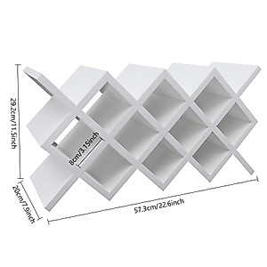 PIAOCAIYIN Wine Lattice Rack, 10 Grids Wine Rack Wall Mounted, Wine Shelf Wall Mounted, Free-Standing Diamond-Shaped Design, Storage Shelf Glass Bottle Organizer for Living Rooms, Kitchens, Bars