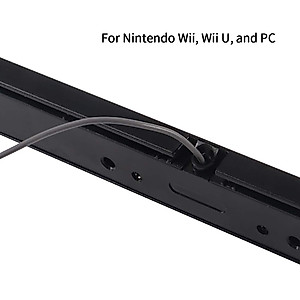 Aokin USB Sensor Bar for Wii, Replacement USB Wired Infrared Ray Sensor Bar for Nintendo Wii, Wii U, and PC, Includes Stand, Black