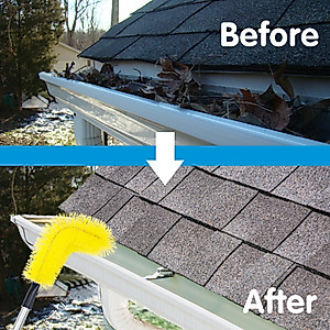 Air Jade Gutter Cleaning Brush, Extendable Roofing Gutter Cleaning Tools from The Ground, 5.5 Ft Long Gutter Cleaning Tool Easy Cleaning Leaves and Debris