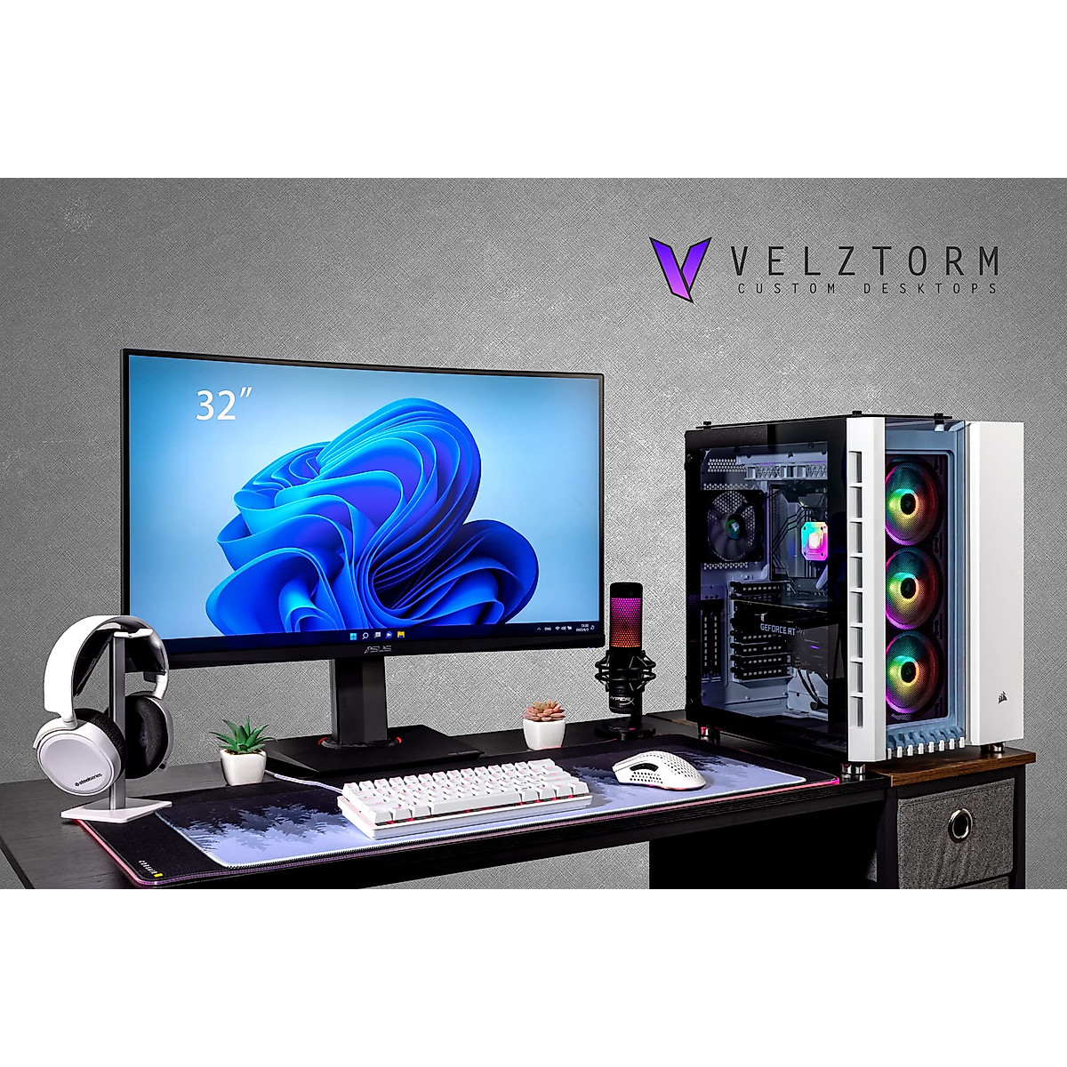 Velztorm Prizma 12th Gen CTO Gaming Desktop (Intel Alder Lake i9-12900K 16-Core, GeForce RTX 3090 24GB, 32GB DDR5 4800MHz RAM, 1TB PCIe SSD, 240mm AIO, WiFi 6, BT 5.2, Win 10 Home)