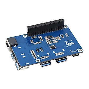waveshare 3 Ports USB 3.2 Gen1 Hub HAT for Raspberry Pi, with 1000M/100M/10M Gigabit Ethernet Port, USB 3.2 Gen1 Ports Compatible with USB 3.0/2.0/1.1, Driver-Free, Plug & Play