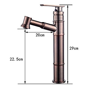 KMZSHPJNY Creative Pull-Out Antique Retro Bath Mixer Tap High Platform Telescopic Waterfall Washbasin Tap Single Lever Single Hole Kitchen Fuller Faucet Handshower Deck Mounted