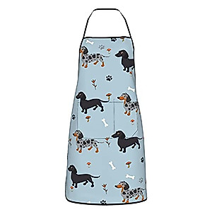 French Bulldog Cartoon Aprons Kitchen Cooking Adjustable Bib Soft Chef Apron With 1 Pockets For Men Women Apron