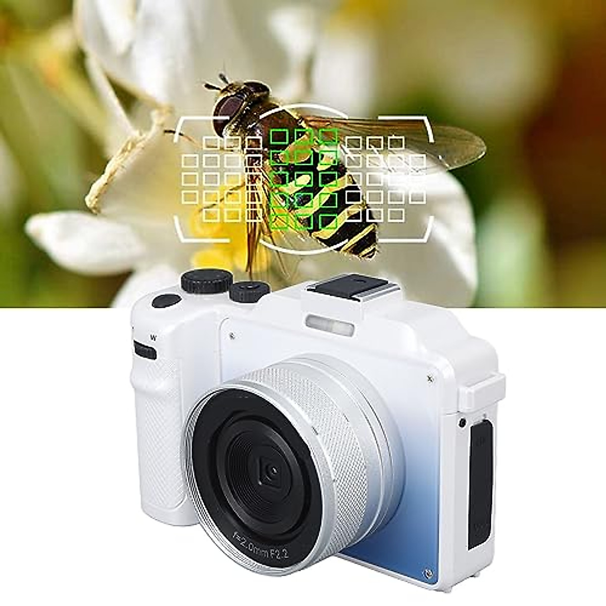 HD Digital Camera, Dual Lens Anti Shake 3.0inch IPS Display USB Connection 4K Digital Camera 18X Autofocus for Traveling (White)