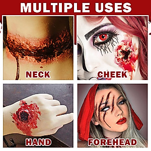 Halloween SFX Makeup Kit,Scars Wax,Fake Blood Gel,Fake Blood Spray,Spatula, Stipple Sponge,Scar Water,Create Fake Wound Special Effects Makeup Kit,Make Specail Effects For Halloween Festival & Party
