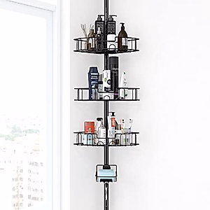 YeYeBest Shower Organizer Caddy, Home Decor Organization And Storage 39-125 Inch for Bathroom Corner Shelves Rack Countertop Adjustable with Tension Pole