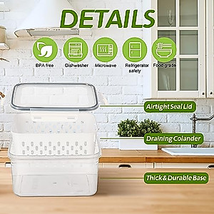 Mumufy 9 Pack Fruit Vegetable Storage Containers for Refrigerator Produce Saver Storage Container with Lid and Colander Fresh Plastic Keeper Containers for Lettuce Berry Food Storage Organization Set