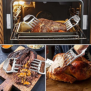 Stainless Steel Meat Claws Shredding & Heavy Duty Meat Shredder Tool - Meat Shredder Claws BBQ Tool for Shredding Meat, for Shredding Pulled Pork, Chicken, Beef, Turkey (Silver)