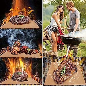 KOLIFEGOODS Grill Mat, 5PCS BBQ Baking Mat Non-Stick Reusable Cooking Sheets for Gas Grills Outdoor Grill with 2 Silicone BBQ Brushes, 15.75 x 12.99 Inches Gold