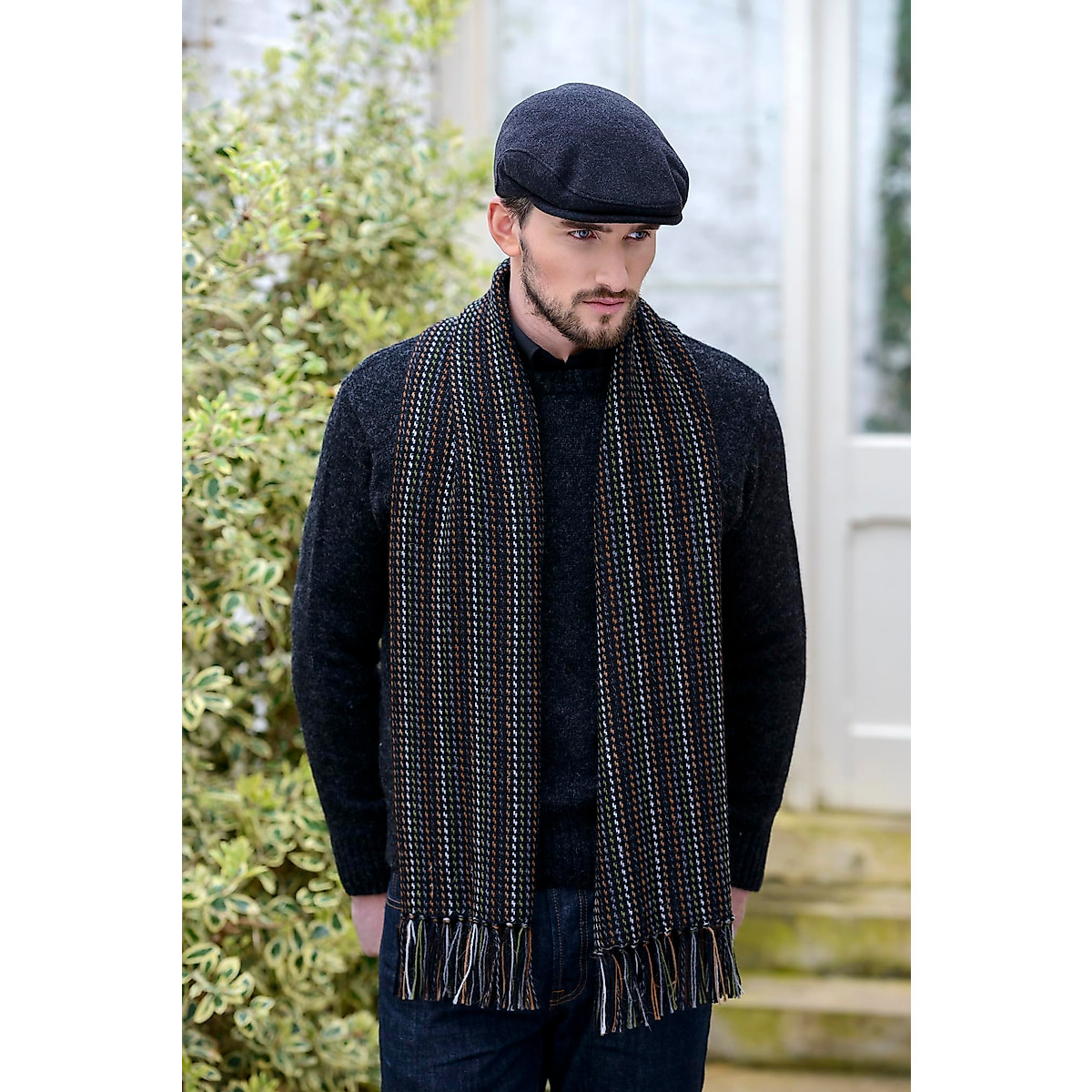 Mucros Weavers Irish Trinity Flat Cap for Men, Newsboy Hat (X-Large, Charcoal)