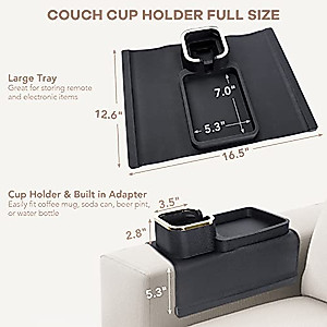 Silicone Couch Cup Holder, Homipooty Anti-Spill Anti-Slip Sofa Armrest Tray, Dirt-Resistant Silicone Couch Arm Tray for Remote, Snacks, Cellphone and Drink, Gift for Family, Friend
