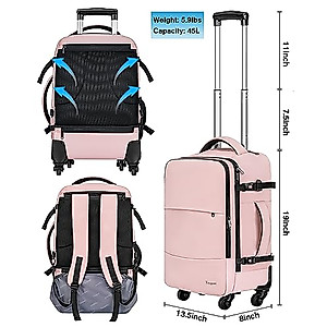 Rolling Backpack with 4 wheels, 17 inch Travel Laptop Backpack for Women with Shoe Pouch, Large Wheeled Backpack Carry on Luggage, Overnight College Work Trolley Suitcase Bag Roller Backpack Adults