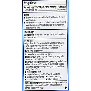 Amazon Basic Care Maximum Strength Famotidine Tablets 20 mg, Acid Reducer for Heartburn Relief, 200 Count ( pack of 1)