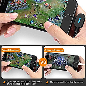 Quickeep 90 Degree iPhone Charger Cable 3 Pack 10ft Right Angle Lighning Cable with Blue LED Light Fast Charging Cable Nylon Braided Cord Compatible with iPhone 12 11 Xs MAX XR X 8 7 6s Plus (Black)