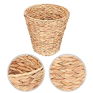 NOLITOY Natural Grass Sundries Nursery for Laundry and Clothes Woven Wicker Living Bedroom Hyacinth Bucket Basket Room Cm Holder Round Recycle Small Vase Hamper Flower Bathrooms Straw