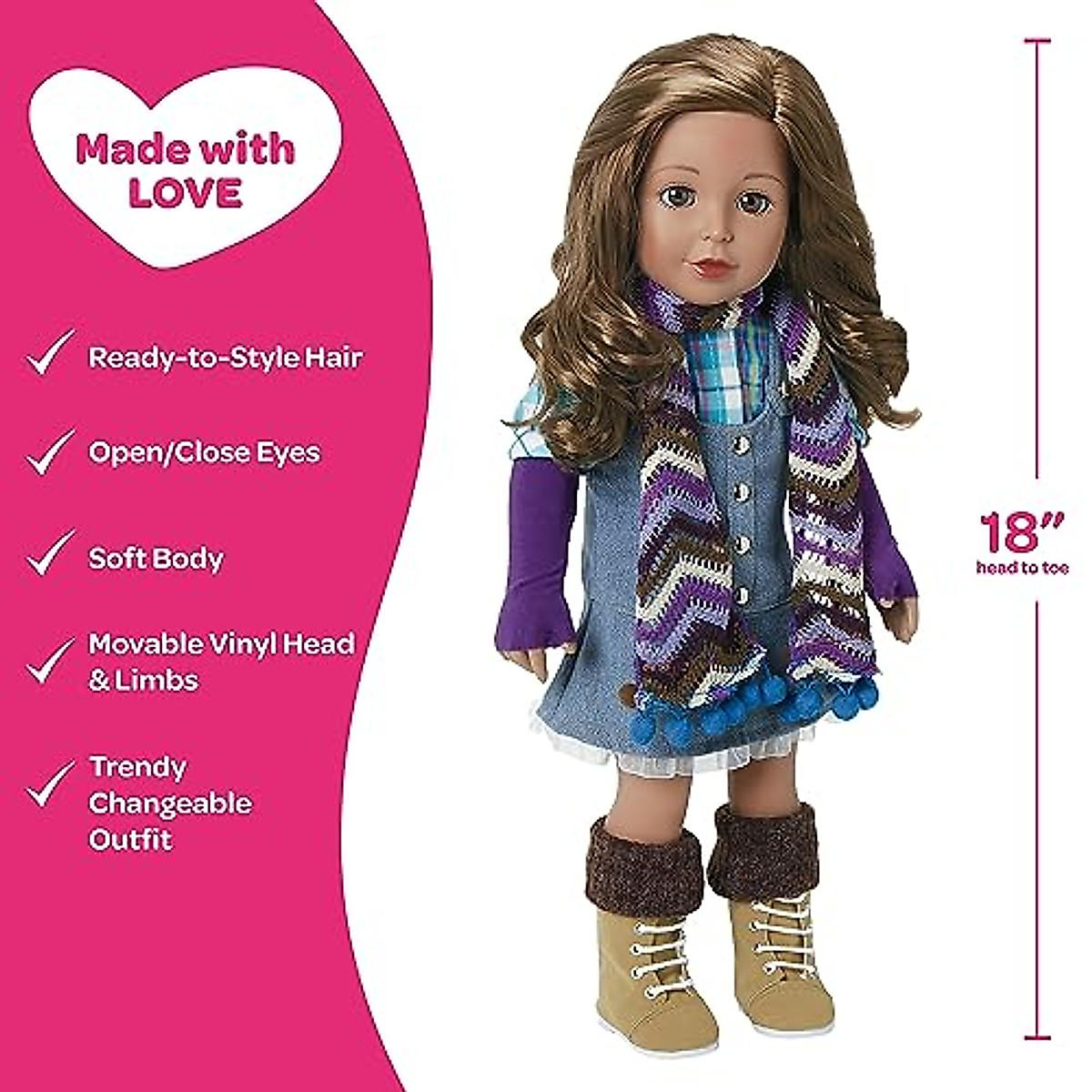 Adora Fun, Amazing Sweet Girls - Ava! 18” Amazon Exclusive Play Doll in Soft Vinyl, Perfect Dressing and Styling Outfit Changeable with Other Amazing Girl Dolls