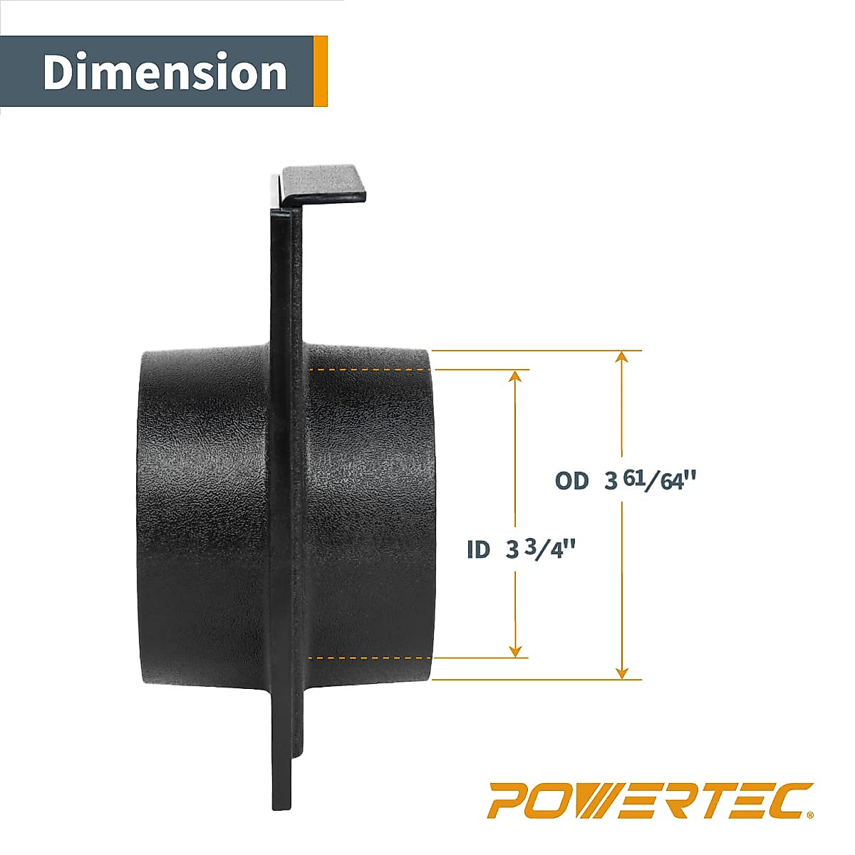 POWERTEC 70363 4 Inch Blast Gate with Dust Control Flex Cuff for Dust Collector/Vacuum Fittings