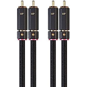 Monoprice Male RCA Two Channel Stereo Audio Cable - 6 Feet - Black, Gold Plated Connectors, Double Shielded with Copper Braiding - Onix Series