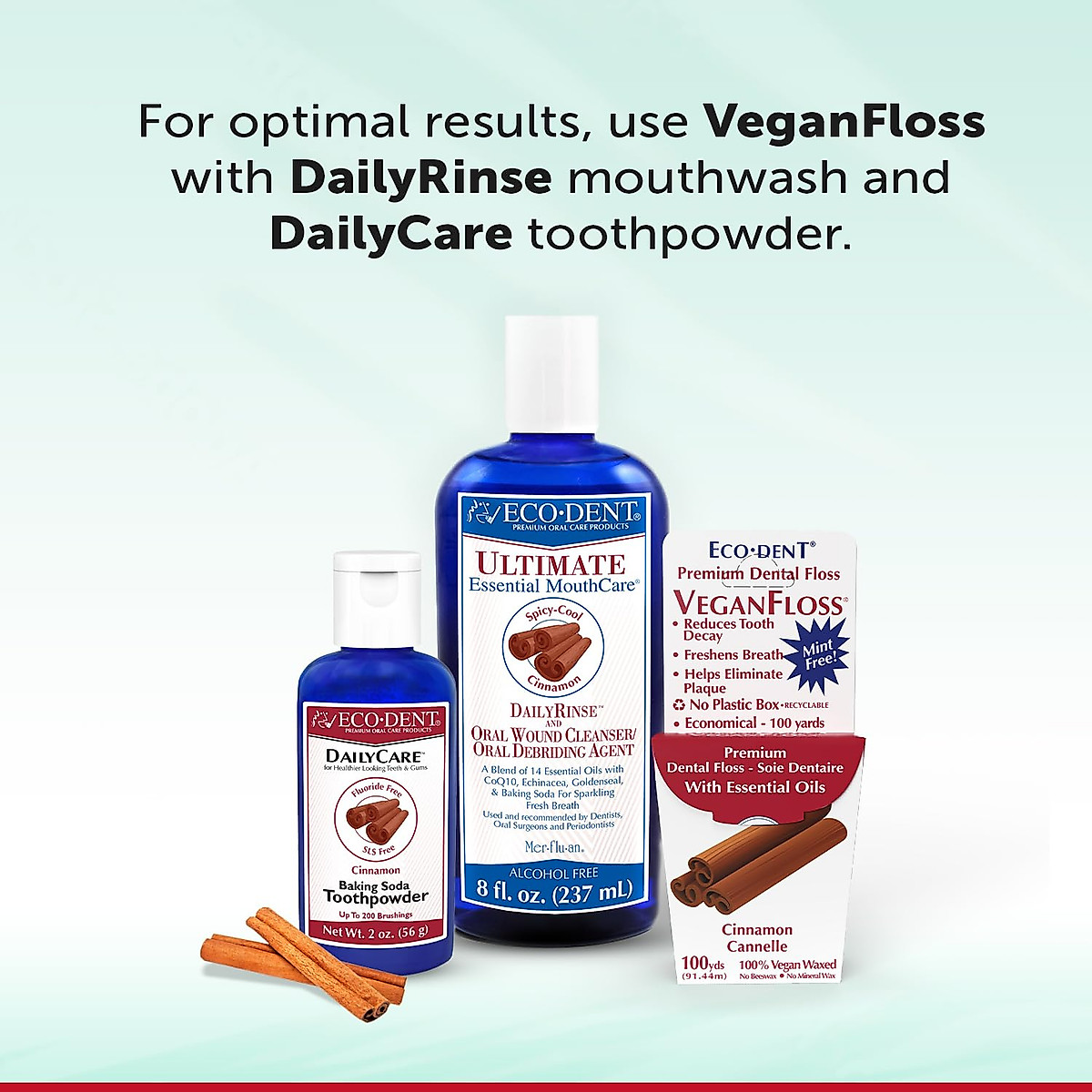 Eco-Dent Cinnamon Floss, 100 Yards Pack of 6