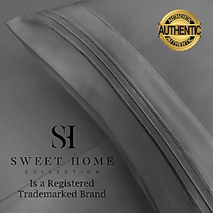 1500 Supreme Collection Full Sheet Sets Gray - Luxury Hotel Bed Sheets and Pillowcase Set for Full Mattress - Extra Soft, Elastic Corner Straps, Deep Pocket Sheets, Full Gray