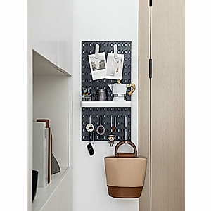 Keepo Pegboard Combination Kit, 4 Pegboards and 14 Accessories Modular Hanging for Wall Organizer, Crafts Organization, Ornaments Display, Nursery Storage, 22" x 22", Black| Peg Boards