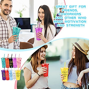 Uiifan 30 Pcs Christian Tumbler Bible Verse Plastic Tumblers with Lids and Straw 24oz Inspirational Religious Tumblers Gifts Christian Gifts for Women Birthday Christmas (Fresh Color)