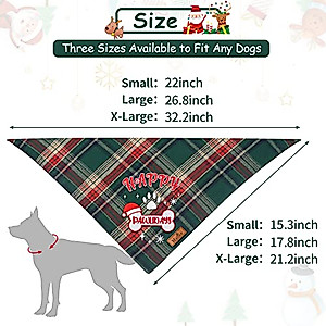 Malier Dog Christmas Bandana Reversible Embroidered Dog Bandana Classic Buffalo Plaid Pet Dog Scarf Multiple Sizes Dog Pet Triangle Bibs Kerchief for Small Medium Large and Extra Large Dogs Cats Pets