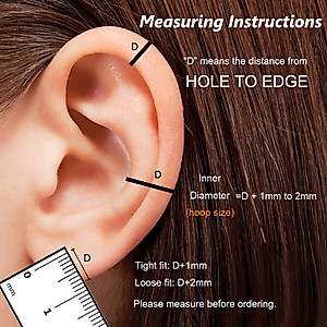 MIFANS Nose Ring Hoop, Lip Septum Cartilage Helix Tragus Conch Rook Daith Lobe Hoop Earrings Body Piercing Jewelry with White Opal 16G Diameter 8mm 10mm, Small Gold Hoop Earrings for Women Men