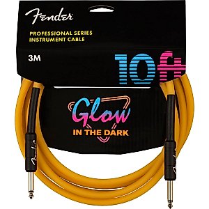 Fender 0990810113 Professional Series Glow in the Dark Orange Instrument Cable - 10 Feet