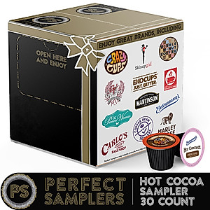 Perfect Samplers Hot Chocolate Single Serve Cups For Keurig K cup Brewers, Variety Pack Sampler, Cocoa, 30 Count