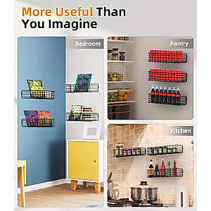 PrimZooty Kids Bookshelf - 2PACK, Black, 4.1" D x 16" W x 3.2" H, Metal Book Shelf for Wall, Versatile Floating Bookshelf for Nursery Toddler Classroom Bedroom, Kitchen, Pantry, Room Décor