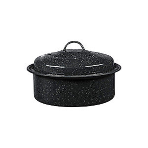Granite Ware 3 lb. Capacity Covered Round Roaster, Speckled Black Enamel on Steel
