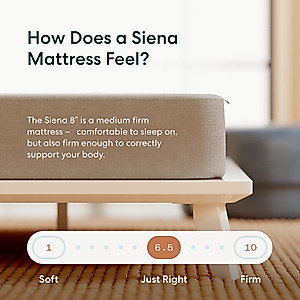 Siena 8” Queen Gel Memory Foam Mattress - Medium Firm - 180 Night Trial - Premium Pressure-Relieving Layers - 10 Year Manufacturer Warranty - CertiPUR-US® Certified