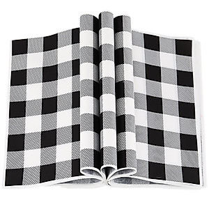150 Pieces Wax Paper Sheets Christmas Wrap Paper Grease Resistant Paper Liners Greaseproof Paper Food Wrap Wrapping Tissue Sandwich Wrap Paper for Restaurant Food Supplies (Black White Plaid Style)